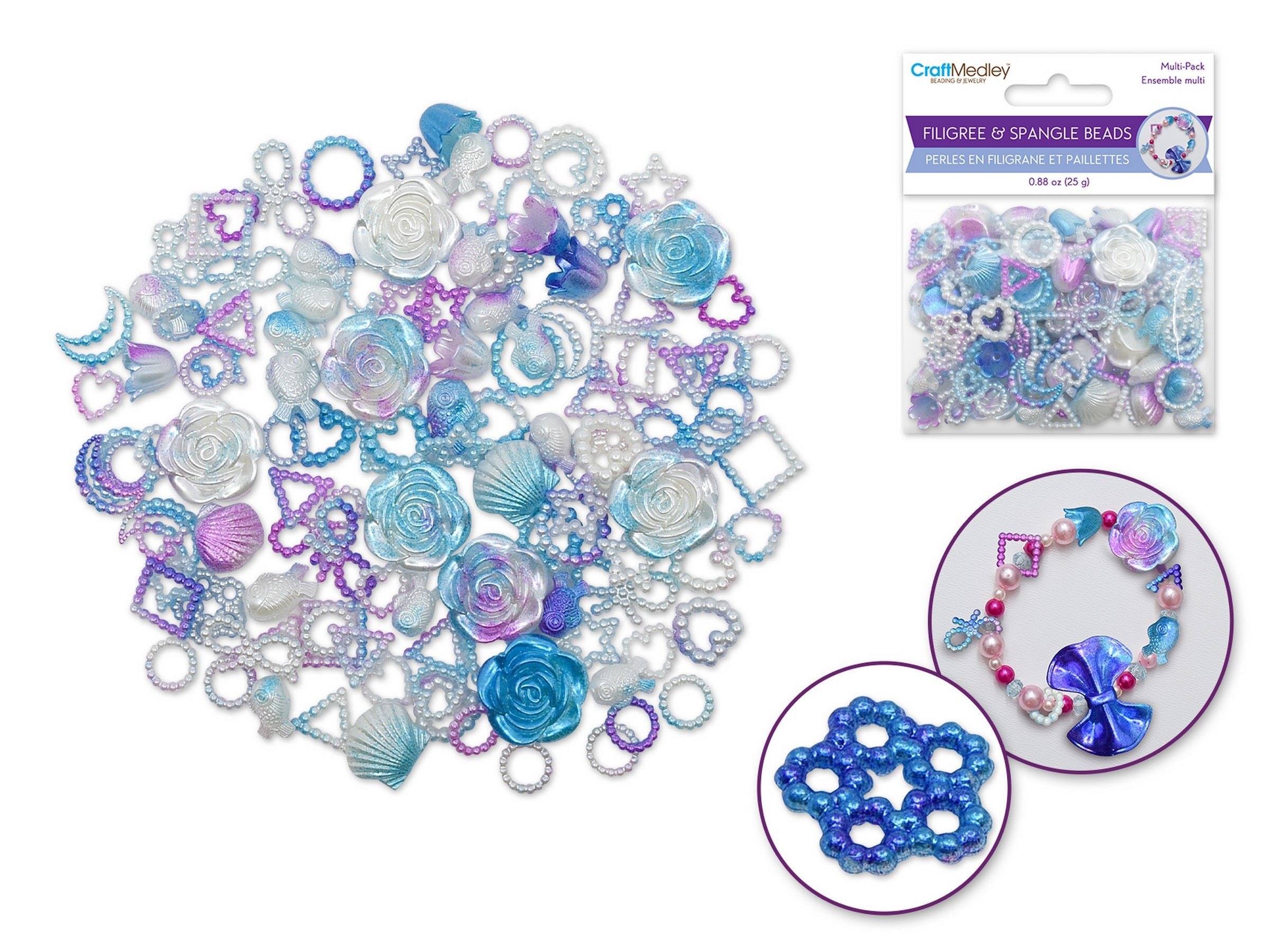 Beading and Jewelry Filigree and Spangles Beads - Mardi Gras Mix 25g