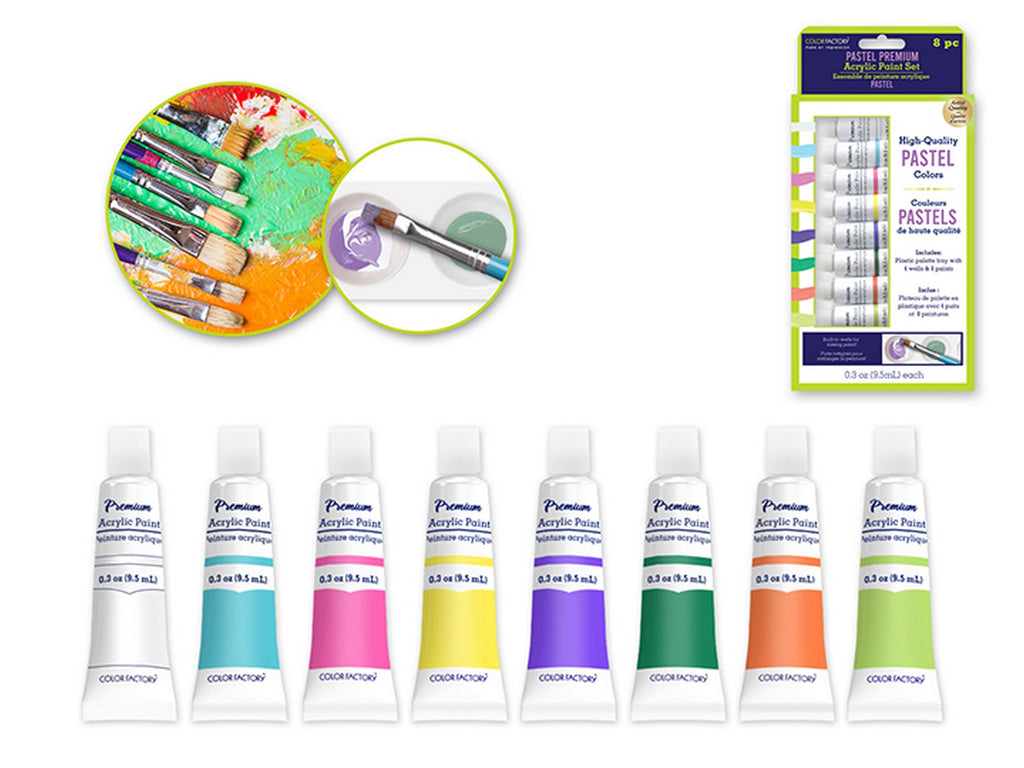Color Factory 8pcs Premium Acrylic Paint Set Pastel 0.3oz each