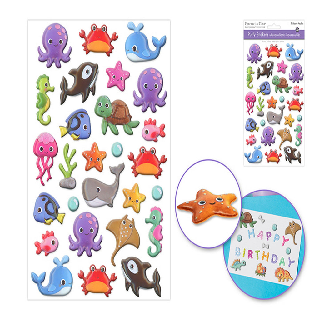 Forever in Time 3D Puffy Sheen Stickers - Sea Pals 5.5x8.3in