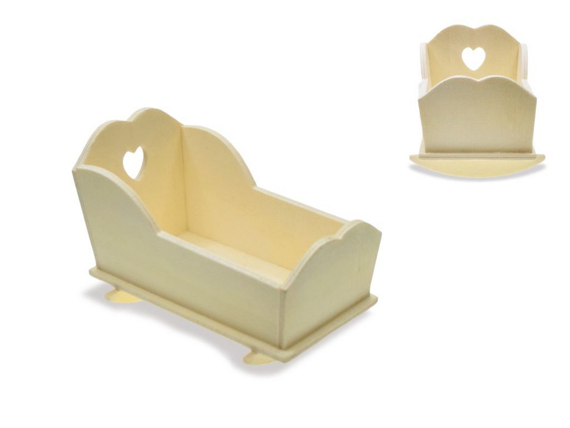 Wooden Rocking Cradle Unpainted 4.5x2.8x3in