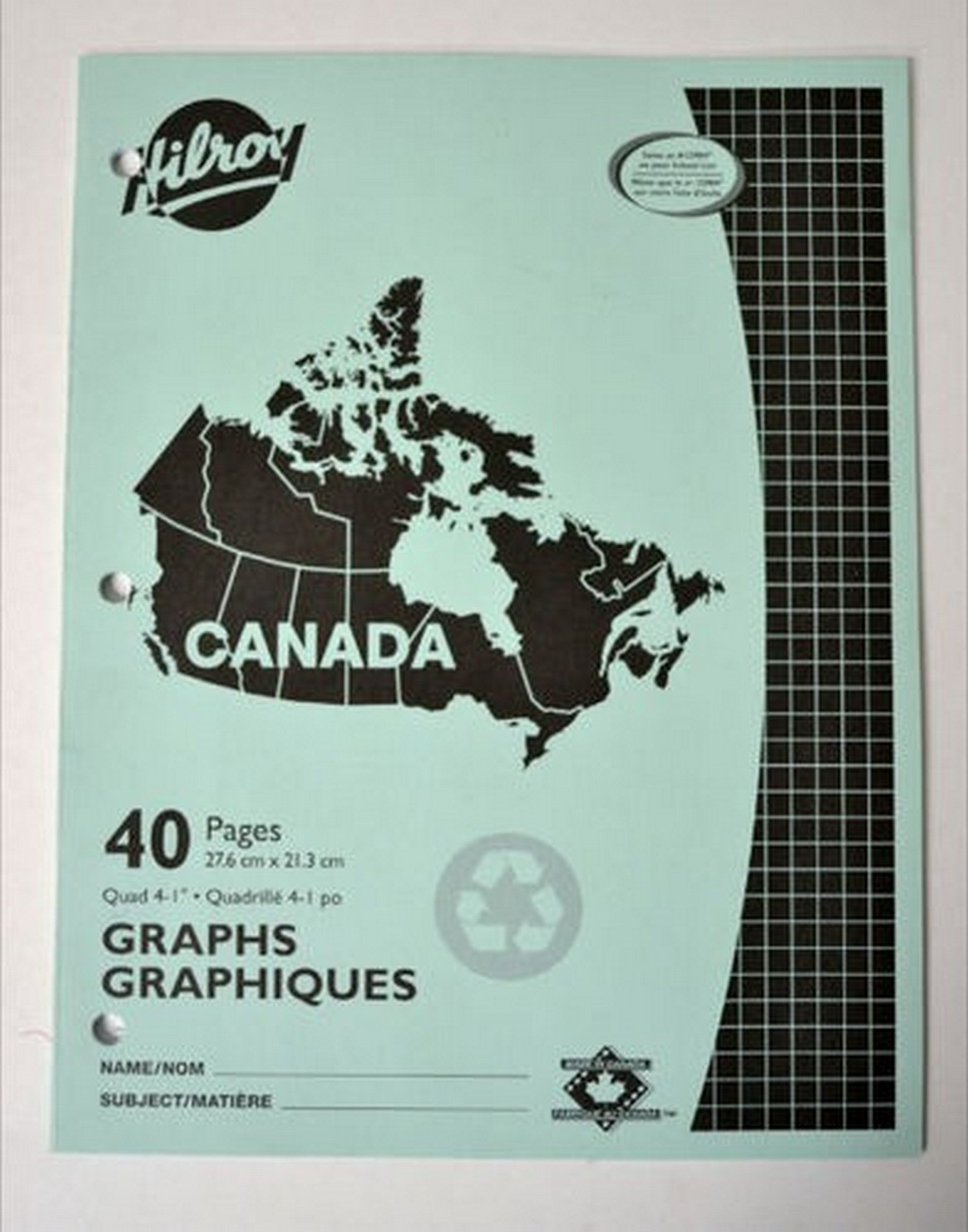 Hilroy Graphs Exercice Book 4-1in 40 Pages 8.4x10.75in VRT
