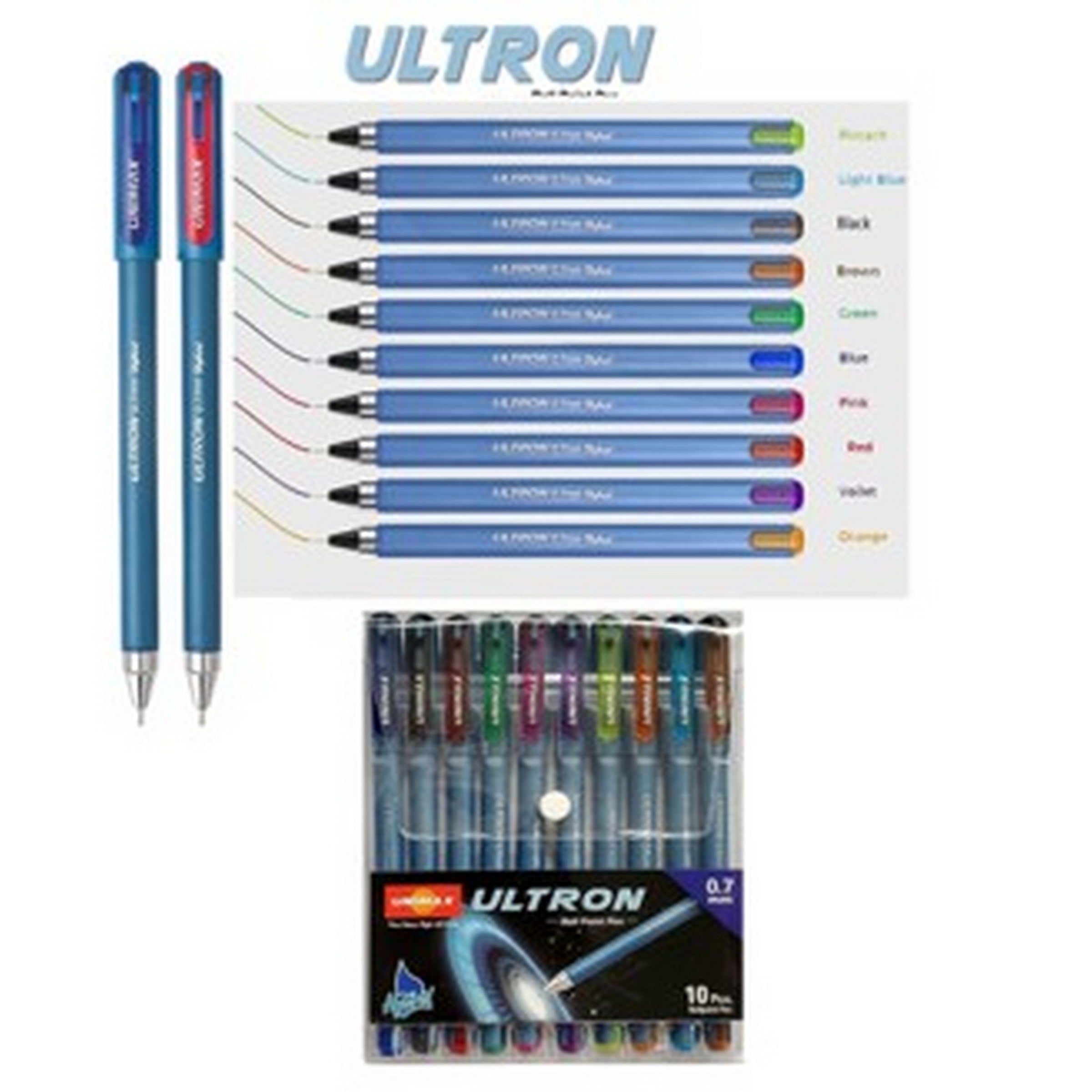 Unimax Ultron 10 Hybrid Ball Point Pens 0.7mm - Assorted Color Inks