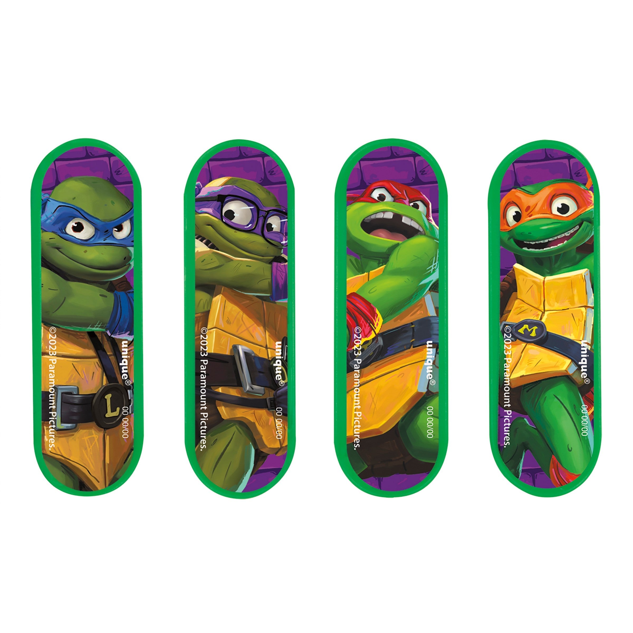 Teenage Mutant Ninja Turtles Mutant Mayhem 4 Mini Skateboards 3x0.9in