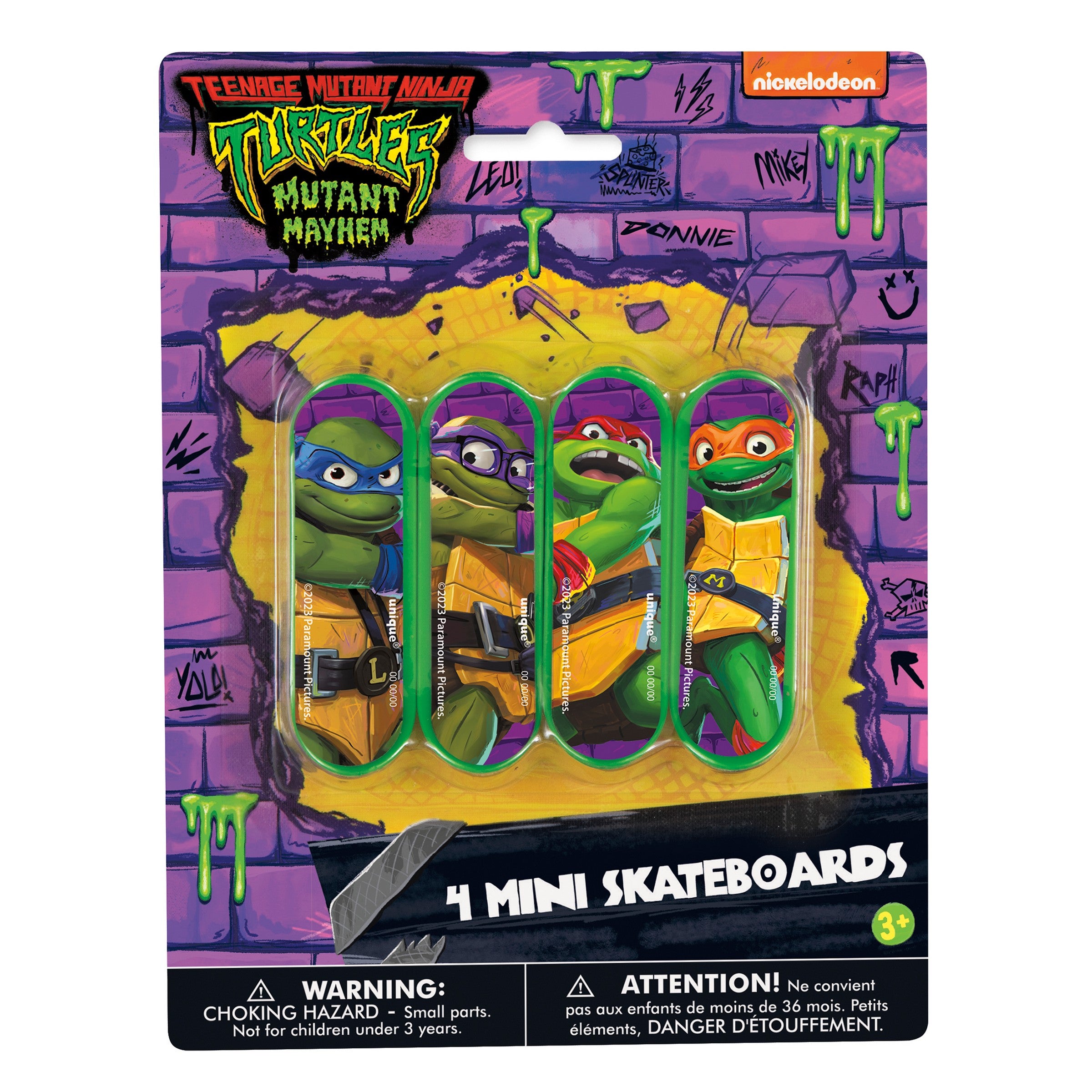 Teenage Mutant Ninja Turtles Mutant Mayhem 4 Mini Skateboards 3x0.9in